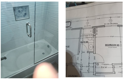 Location of Drain and Shower Head in Shower