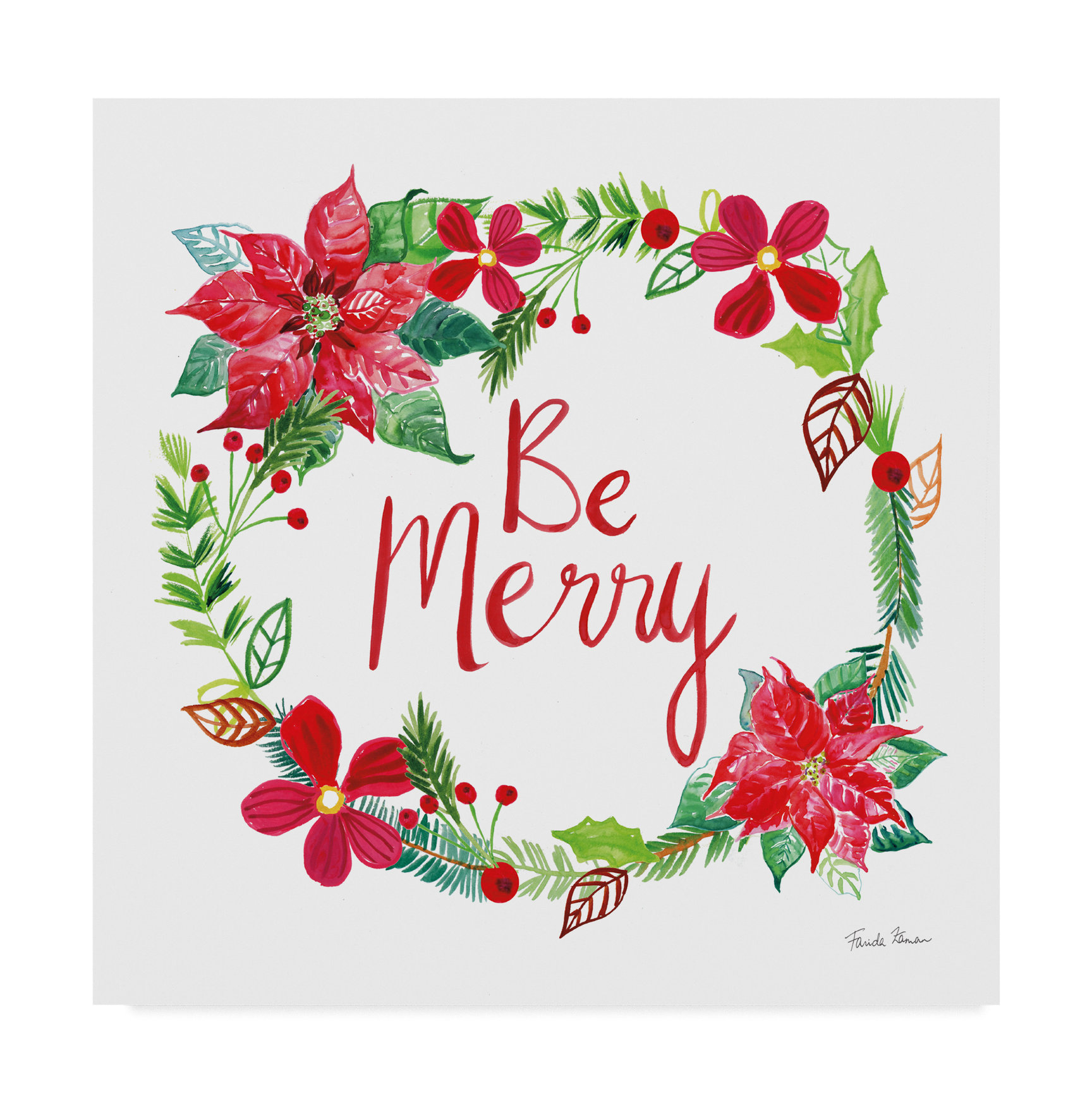 Farida Zaman 'Holiday Wreath III' Canvas Art, 18"x18" - Contemporary - Prints And Posters - by ...