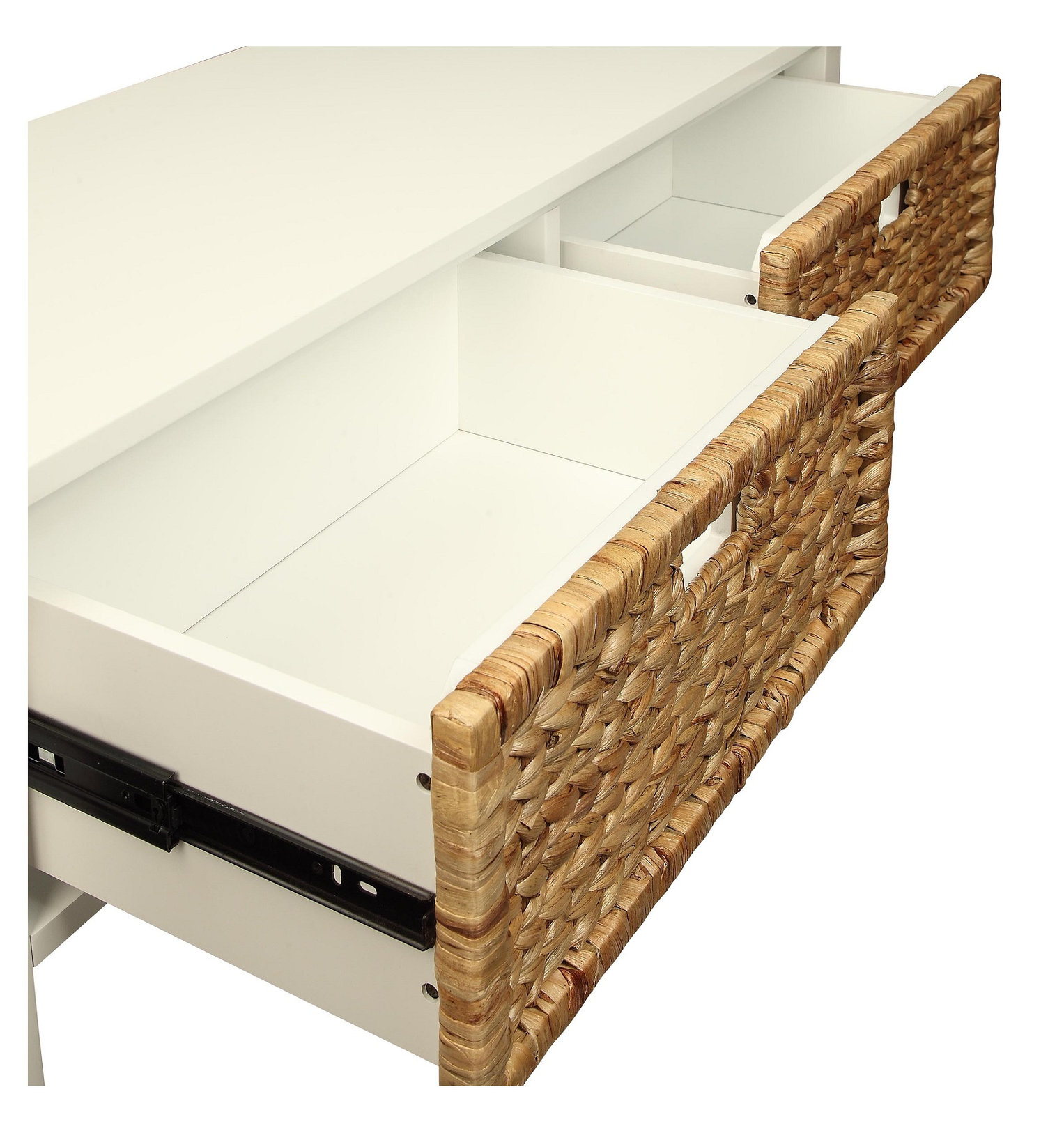 Console Table With Two Basket-like Front Drawers, White - Beach Style ...