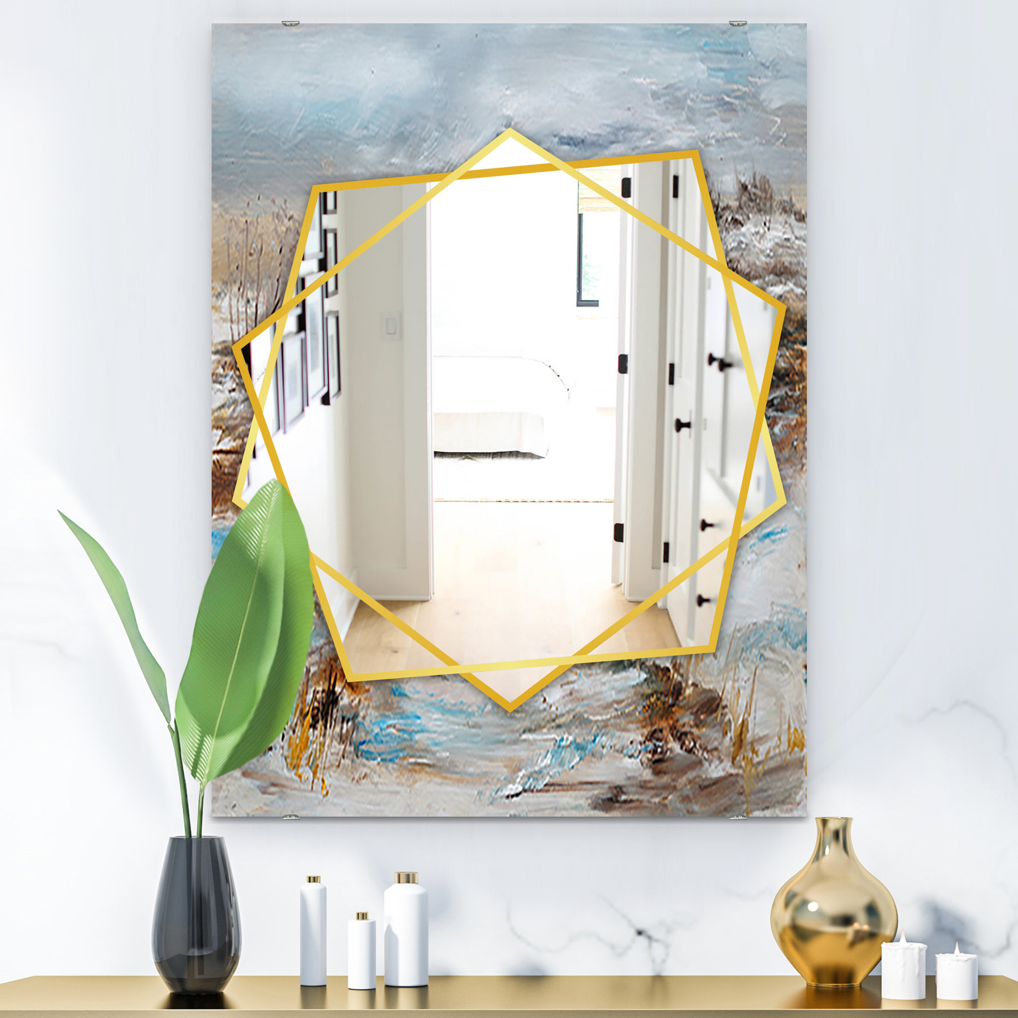 Designart Winter Seasonwith Trees Traditional Frameless Wall Mirror ...