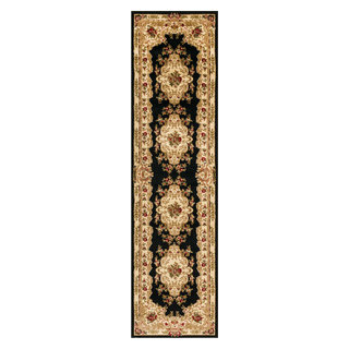 Rug Unique Loom Versailles Black Runner 2' 7 x 10' 2 - Victorian - Hall ...