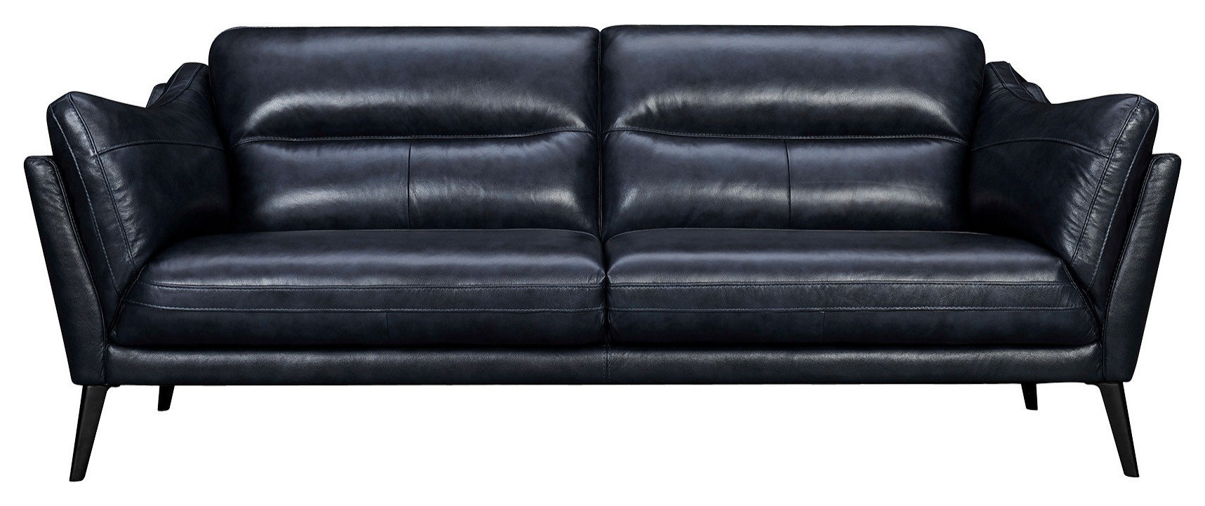 Benzara BM236602 87" Modern Leather Sofa With Angled Legs, Blue ...