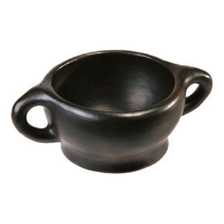 La Chamba Black Clay Bowl With Handles - Asian - Serving And Salad ...