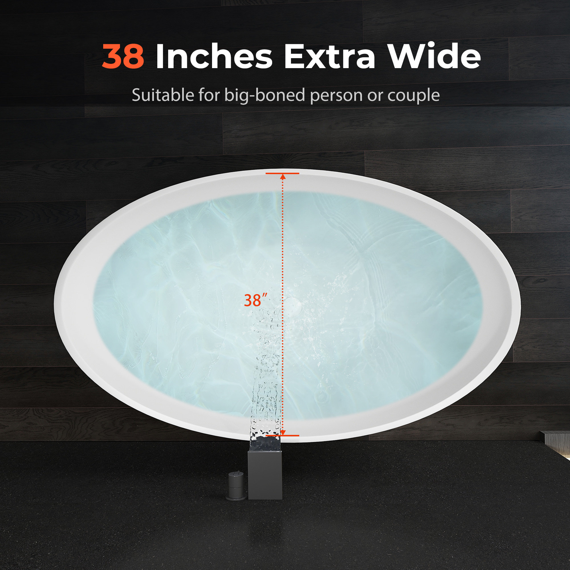 67" Extra Wide Solid Surface Matte Freestanding Bathtub, White ...