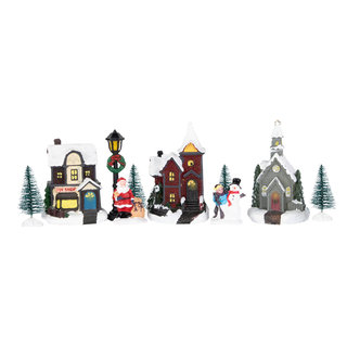 10-Piece LED Lighted Houses and Trees Christmas Village Display Set ...