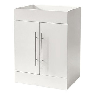Saint Birch 23" 2-Door Modern PVC Plastic Bathroom Vanity Base in Cream ...