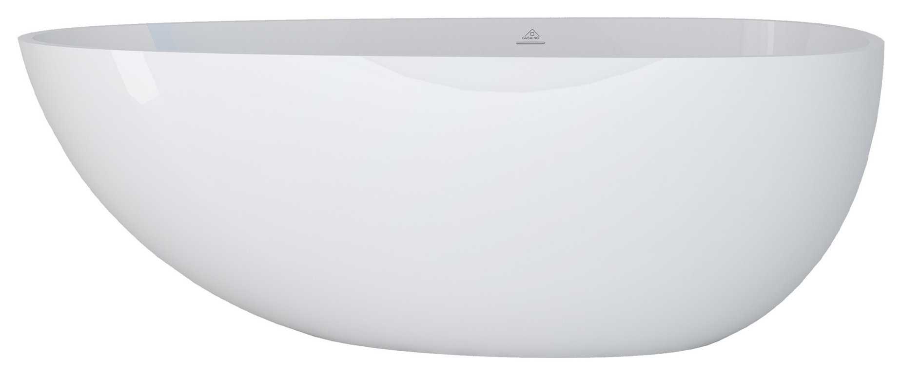 Glossy White Freestanding Solid Surface Egg Shaped Soaking Tub, 67in ...