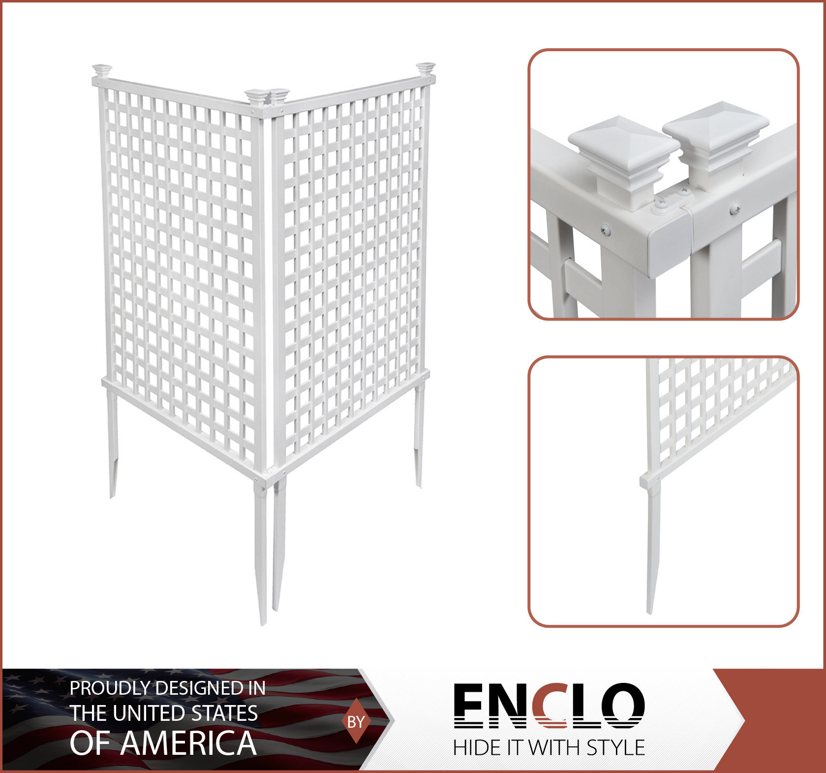 4.8'Hx3'W White Vinyl Highland-Lattice Privacy Screen, 2-Pack ...