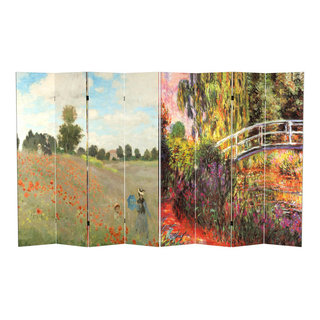 6' Tall Double Sided Works of Monet Canvas Room Divider 4 Panel ...