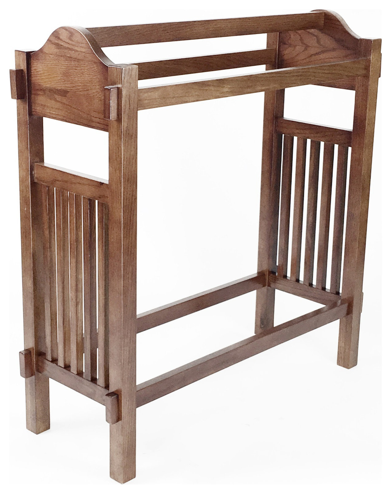 Wooden Mission Style Quilt Rack with 3 Hanging Bars on Scrolled Top ...