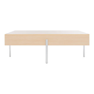 Modern Coffee Table, Metal Legs With Thick Rectangular Wood Top ...