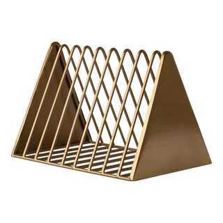 Magazine Metal Rack, Gold Finish - Contemporary - Magazine Racks - by ...