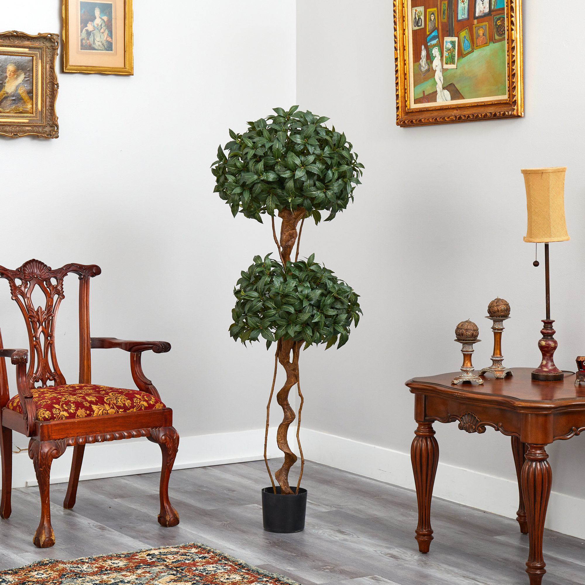 5' Sweet Bay Double Ball Topiary Artificial Tree - Modern - Artificial ...