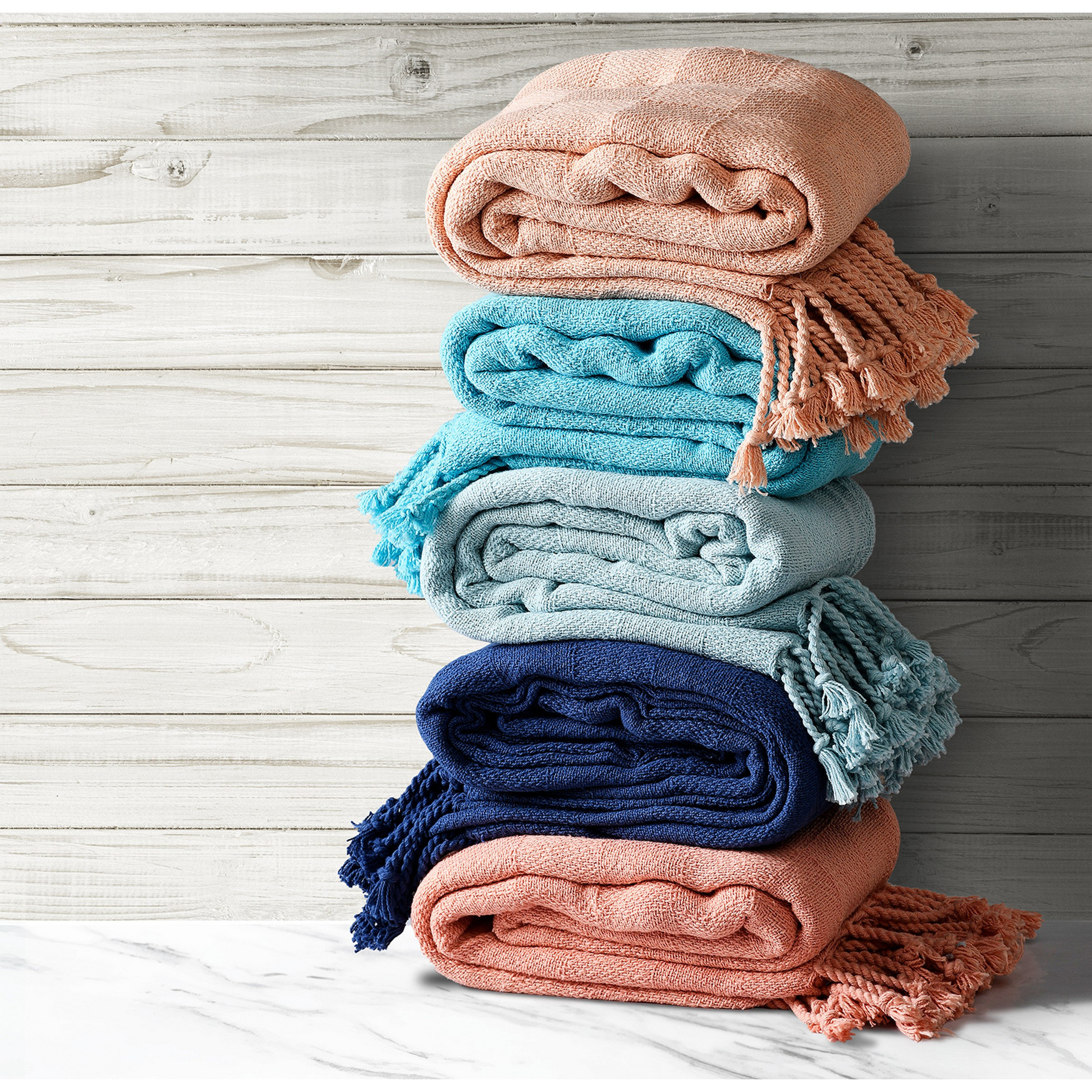 Orange Woven Cotton Solid Color Throw Blanket - Contemporary - Blankets ...