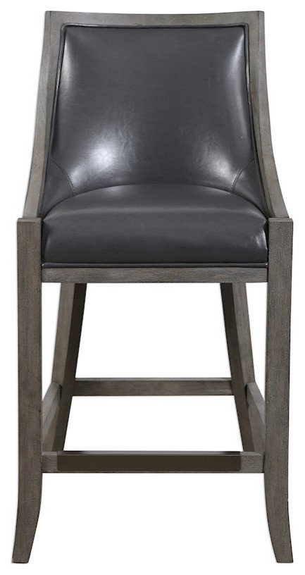 Uttermost Elowen Leather Counter Stool, 23465 - Transitional - Bar ...