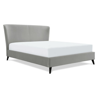 Adore Decor Adele Wingback Upholstered Platform Bed Queen Size Gray ...
