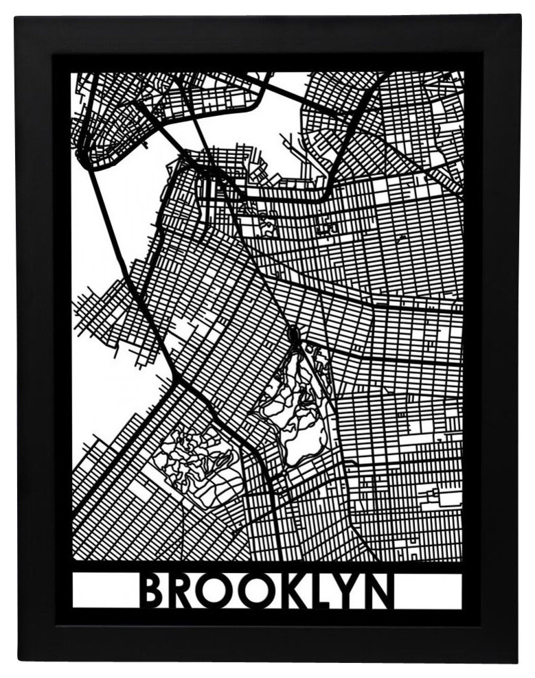 Brooklyn Street Map - Contemporary - Prints And Posters - by Cut Maps ...