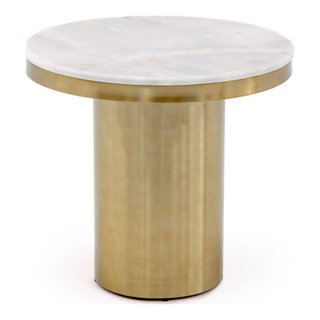 Modrest Rocky Glam White and Gold End Table - Contemporary - Side ...