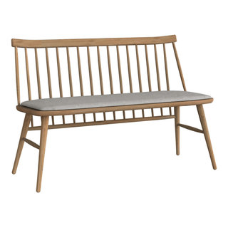 Highbridge Oak Dining Bench - Performance Fabric - Midcentury - Dining Benches - by Design Tree ...