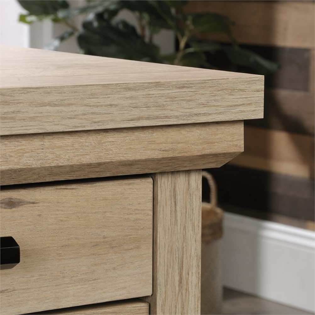 Pemberly Row Contemporary Engineered Wood Executive Desk in Prime Oak ...