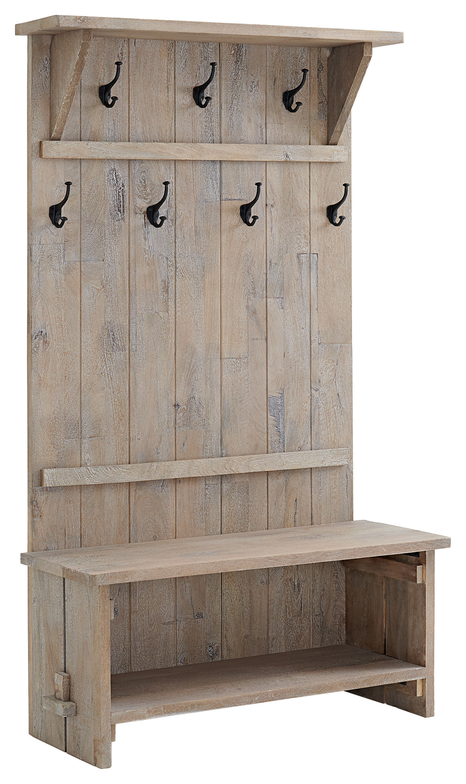 Alaterre Furniture Castleton Mango Wood 70"H Hall Tree - Farmhouse ...