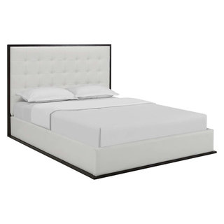 Madeline Queen Vinyl Bed Frame, 82"L x 69"W x 49"H - Transitional ...