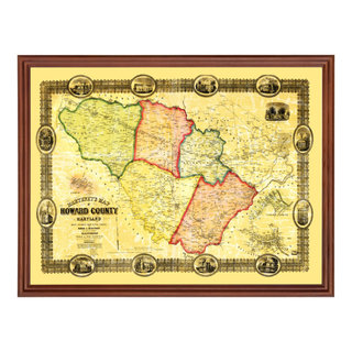 Howard County Map Framed Art 1860, Vintage Maryland Wall Decor, 36x24 ...