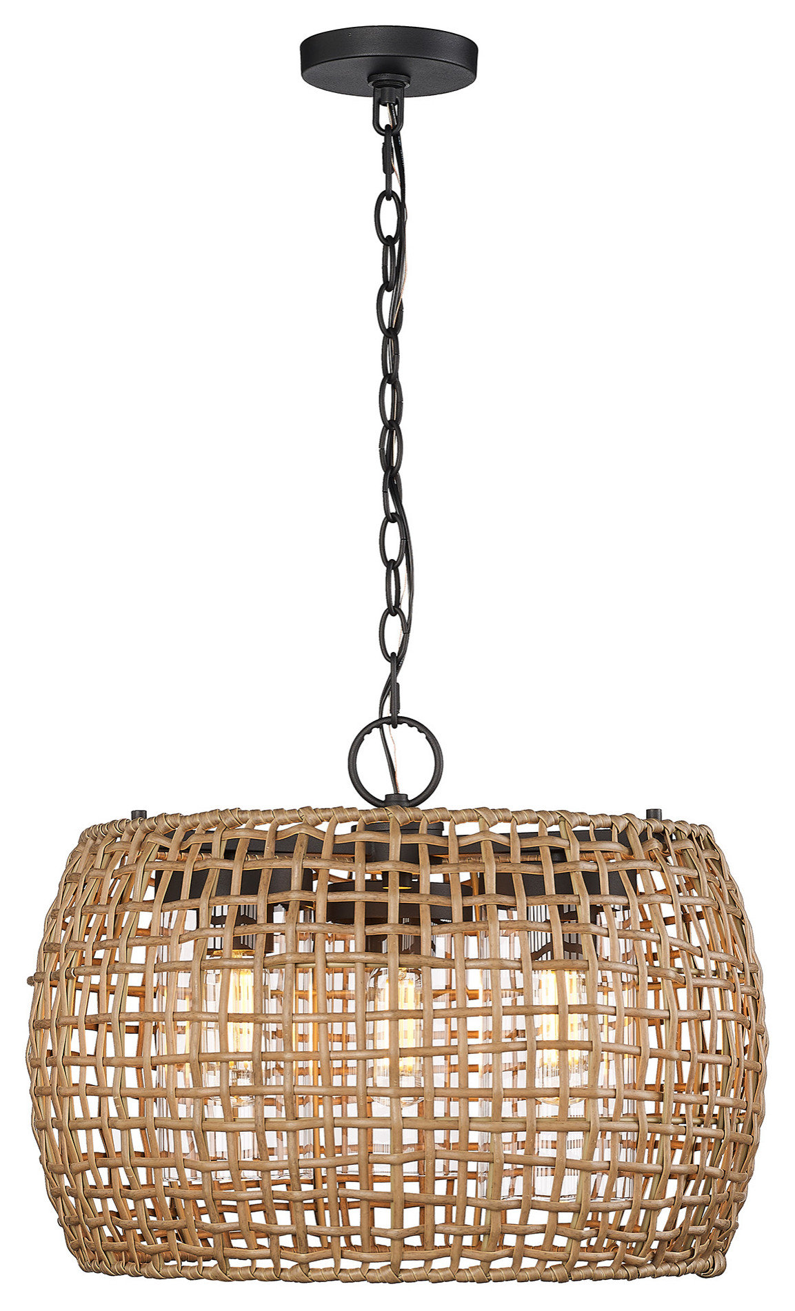 Golden Lighting Piper 3-Light Outdoor Pendant in Natural Black with ...