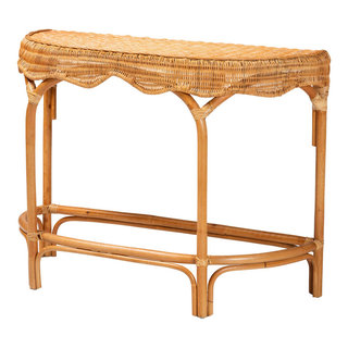 Avis Natural Brown Rattan Console Table - Tropical - Console Tables ...