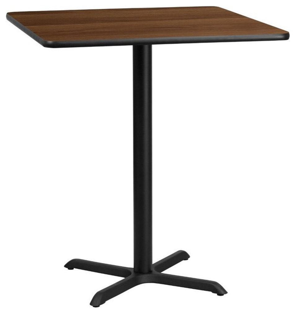 Flash Furniture 30" Square Restaurant Bar Table in Black and Walnut, 36 ...