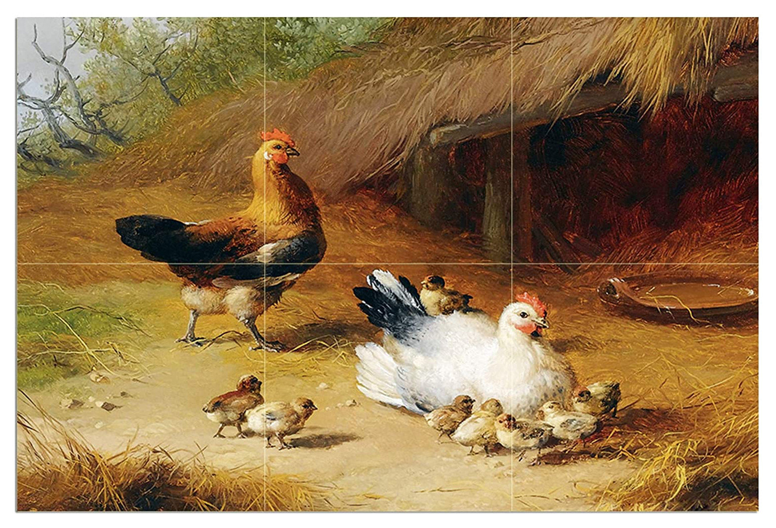 Tile Mural CHICKENS hens fowl poultry birds Backsplash, Four Inch ...