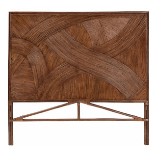 Boho Dark Brown Rattan King Headboard - Tropical - Headboards - by ...