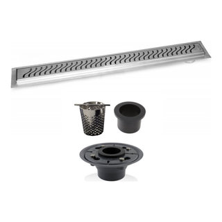 Offset Linear Drain, 16 Inch Side Outlet Linear Drain Complete Set ...