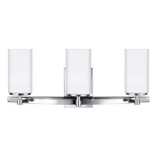 3-Light Bathroom Light Fixture in Transitional Style-Chrome Finish-LED ...