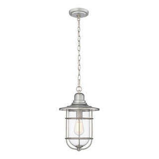 1 Light 10" Galvanized Outdoor - Beach Style - Outdoor Hanging Lights ...