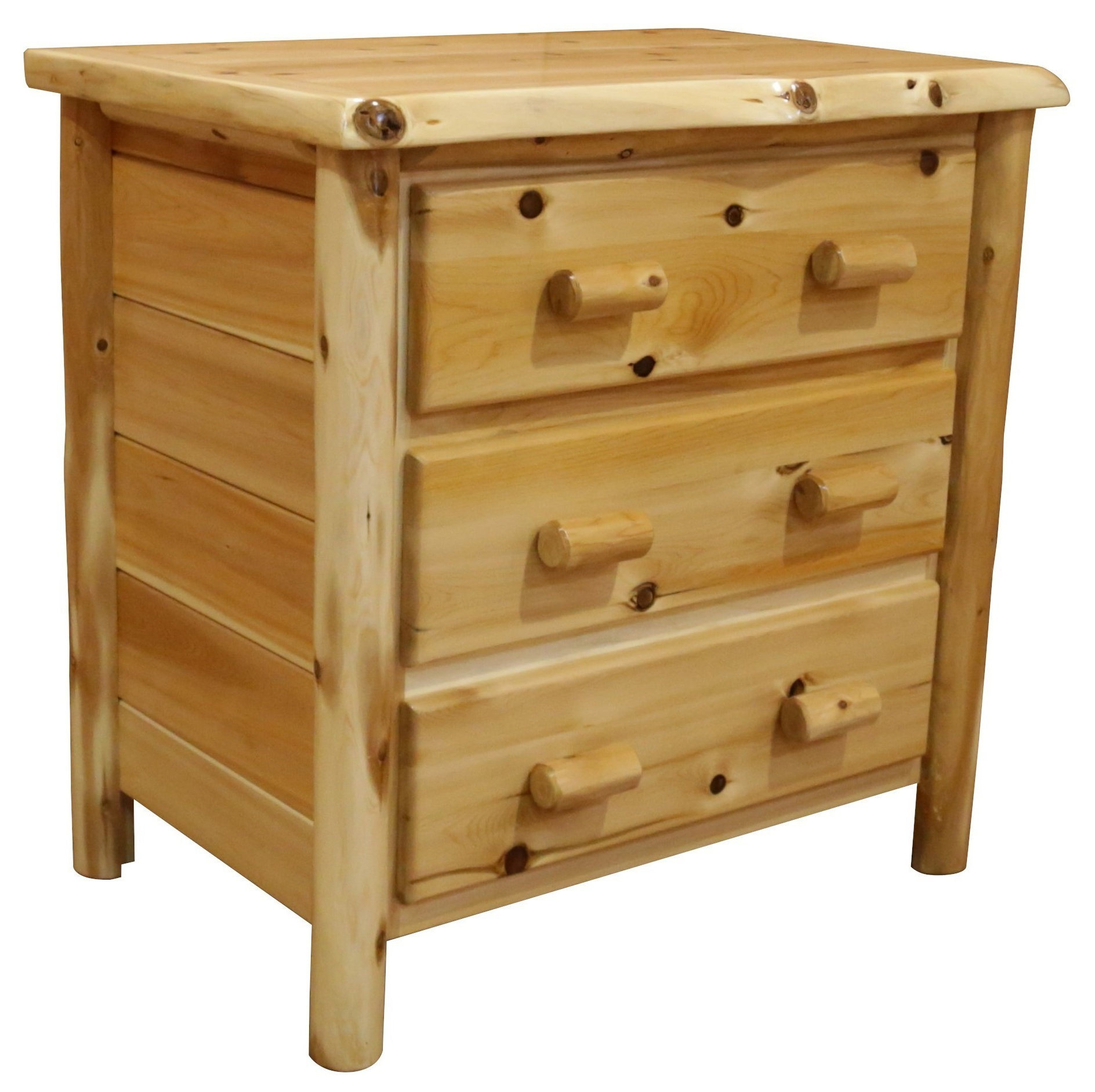 White Cedar Log 3-Drawer Chest - Rustic - Accent Chests And Cabinets ...
