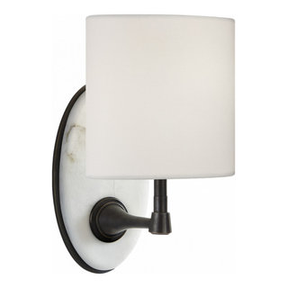 Casper Wall Sconce, 1-Light, Bronze, Linen Oval Shade, 10"H ...