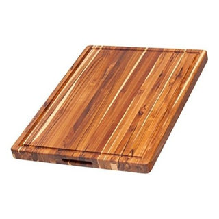 TeakHaus Edge Grain 24x18 Inch Rectangular Hand-Grip Cutting Board w ...