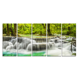 "Erawan Waterfall View" Photography Canvas Print, 60"x28" 5 Panels ...