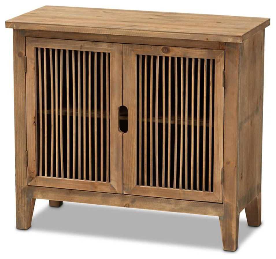 Bowery Hill Transitional 2-Door Wood Spindle Storage Cabinet in Medium ...