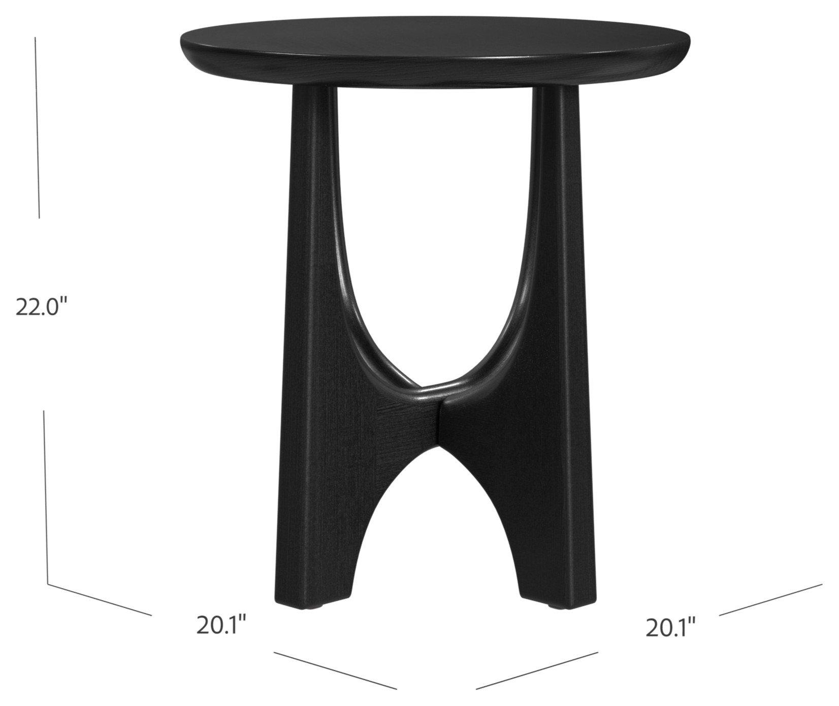 Black Mattе Stain Round End Tablе Organic Architеctural - Transitional ...