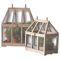 2-Piece Country Wooden Greenhouse Tabletop Terrarium Container Set ...