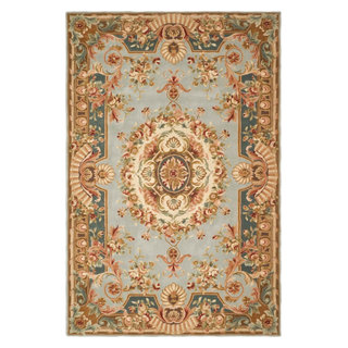Safavieh Savonnerie SAV201B Blue/Beige Rug, 8' Round - Victorian - Area ...