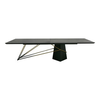 Modrest Elkhorn Glam Black Ash + Stainless Steel 126" Dining Table ...