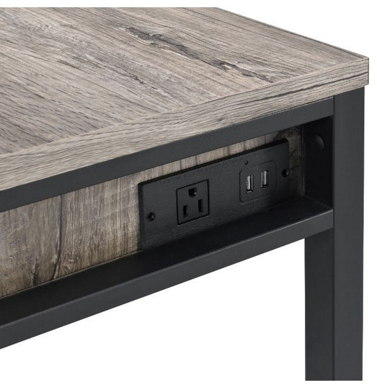 Benzara BM251343 Built-in USB Port Writing Desk, Light Weathered Oak ...