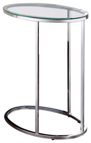 Benzara BM160142 Stylish Oval Shaped Metal Snack Table with Glass Top ...