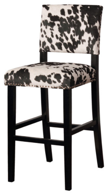 Clayton Black Cow Print Stool, Bar Height - Contemporary - Bar Stools ...