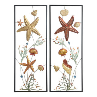 Montauk Set of 2 Nautical Metal Wall Art - Beach Style - Metal Wall Art ...