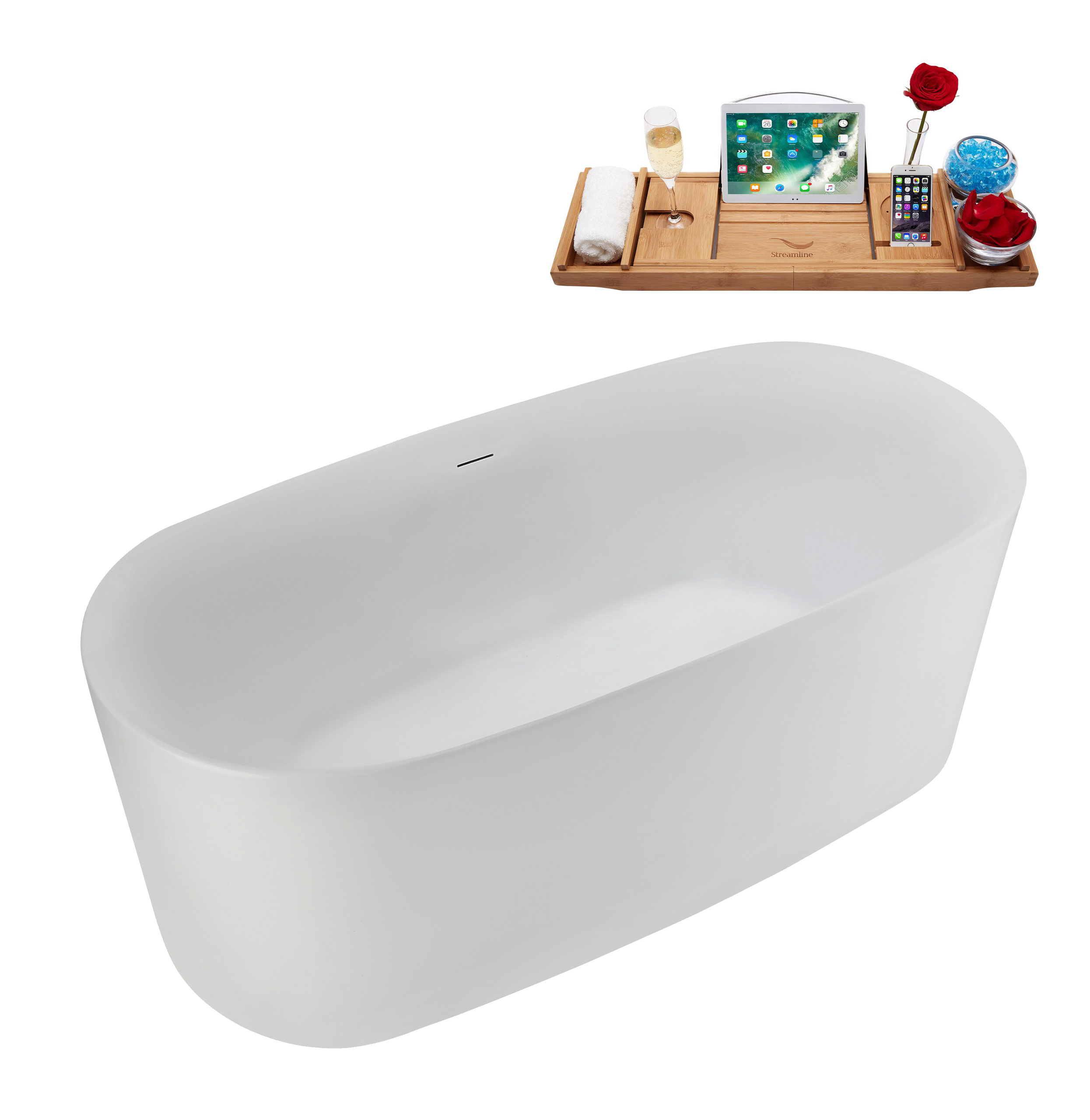 67" Streamline N4580BGM Freestanding Tub, Tray, Drain, Brushed Gun ...