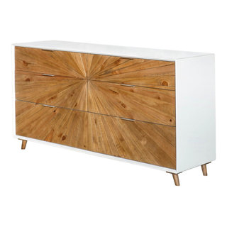 White And Light Brown Casablanca 6 Drawer Dresser, 63W x 17.7D x 34.2H ...
